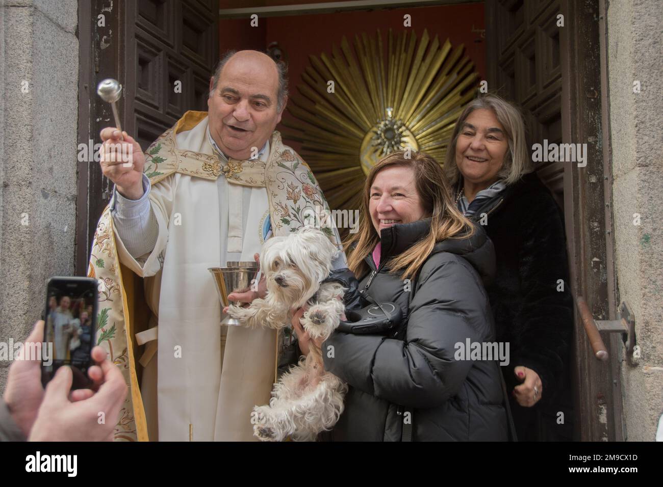 Priests at a church in Madrid blessed pets during a festival ...