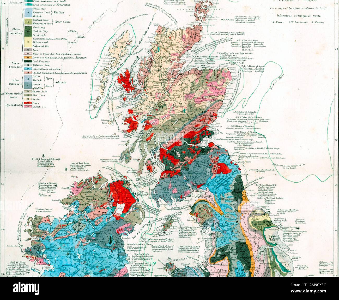 Paleontological Map Of British Isles Stock Photo - Alamy