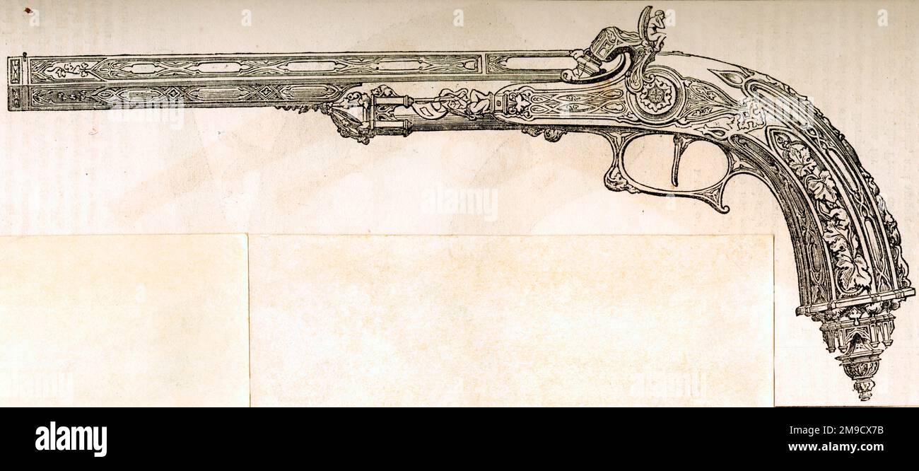 Pistol Carved In The Gothic Style, M Gauvani, Paris Stock Photo - Alamy