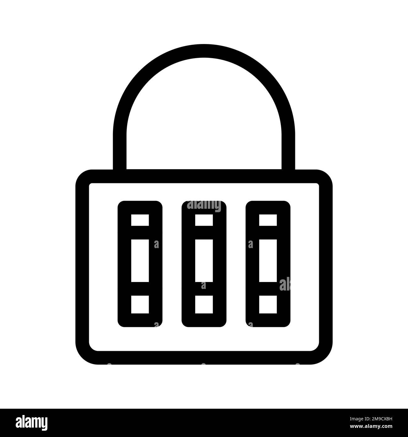 Combination lock line icon isolated on white background. Black flat ...