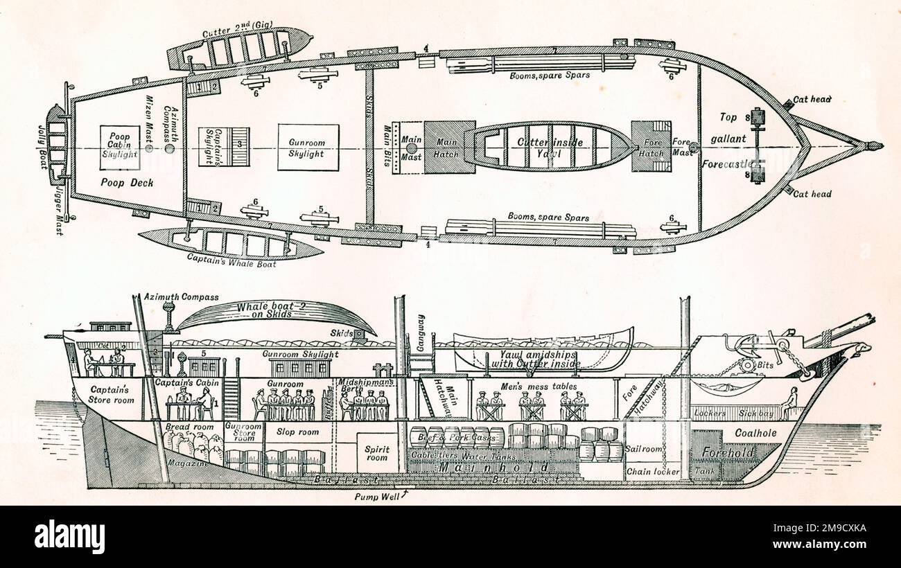 Diagrams Of The HMS Beagle Stock Photo - Alamy