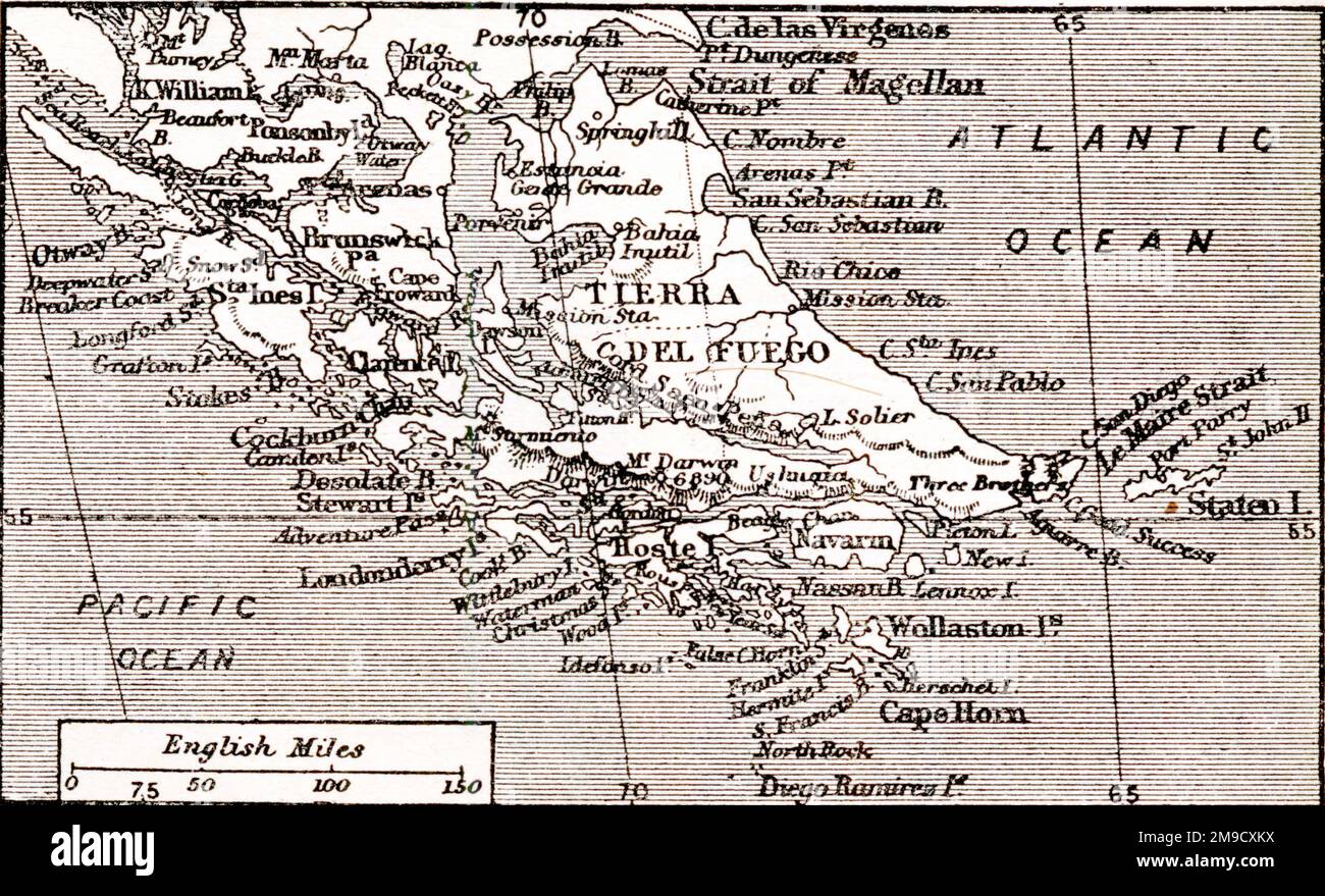 Map of Tierra Del Fuego, South America Stock Photo - Alamy