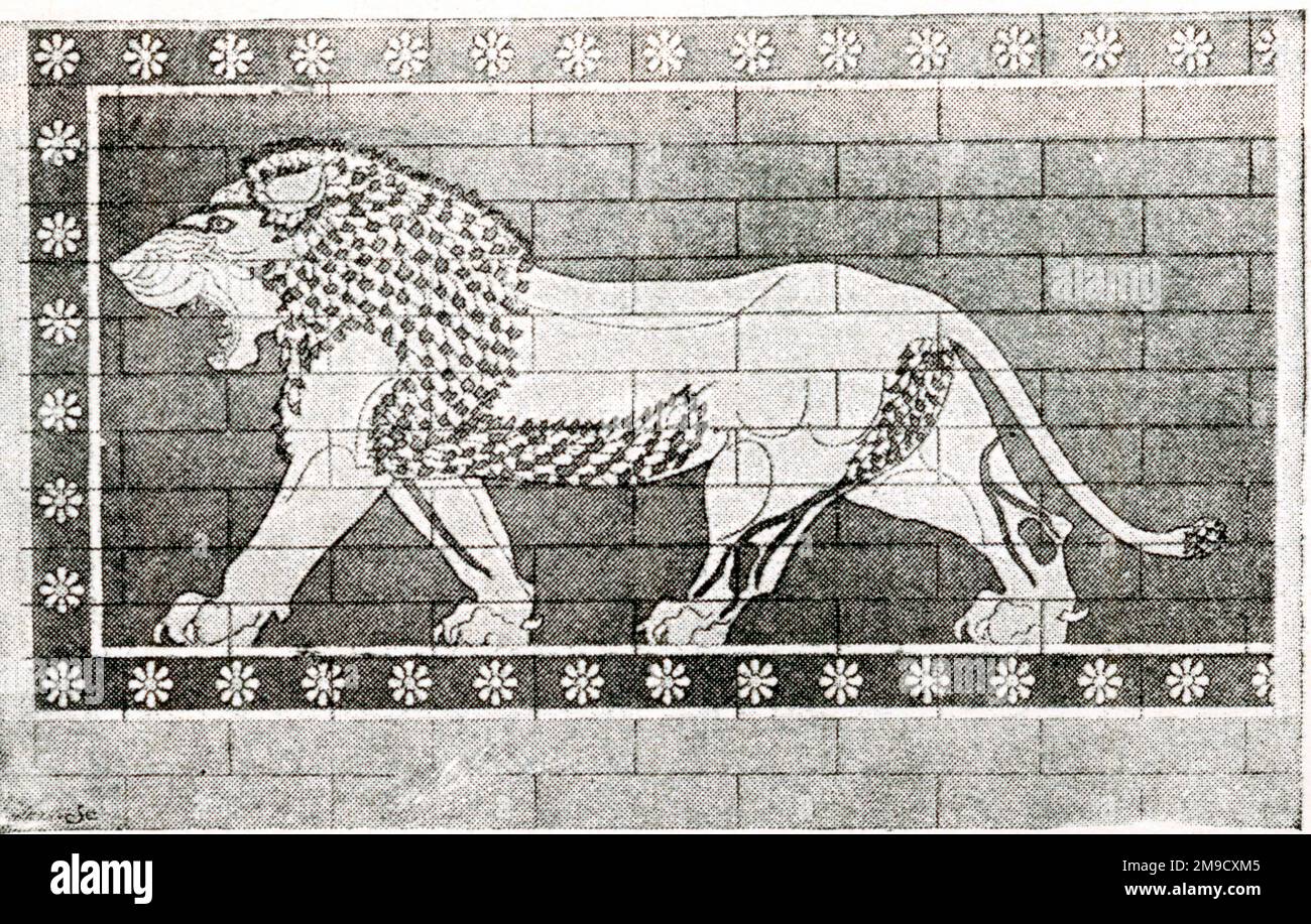 Assyrian Decorations From Sargons Palace - Lion Stock Photo - Alamy
