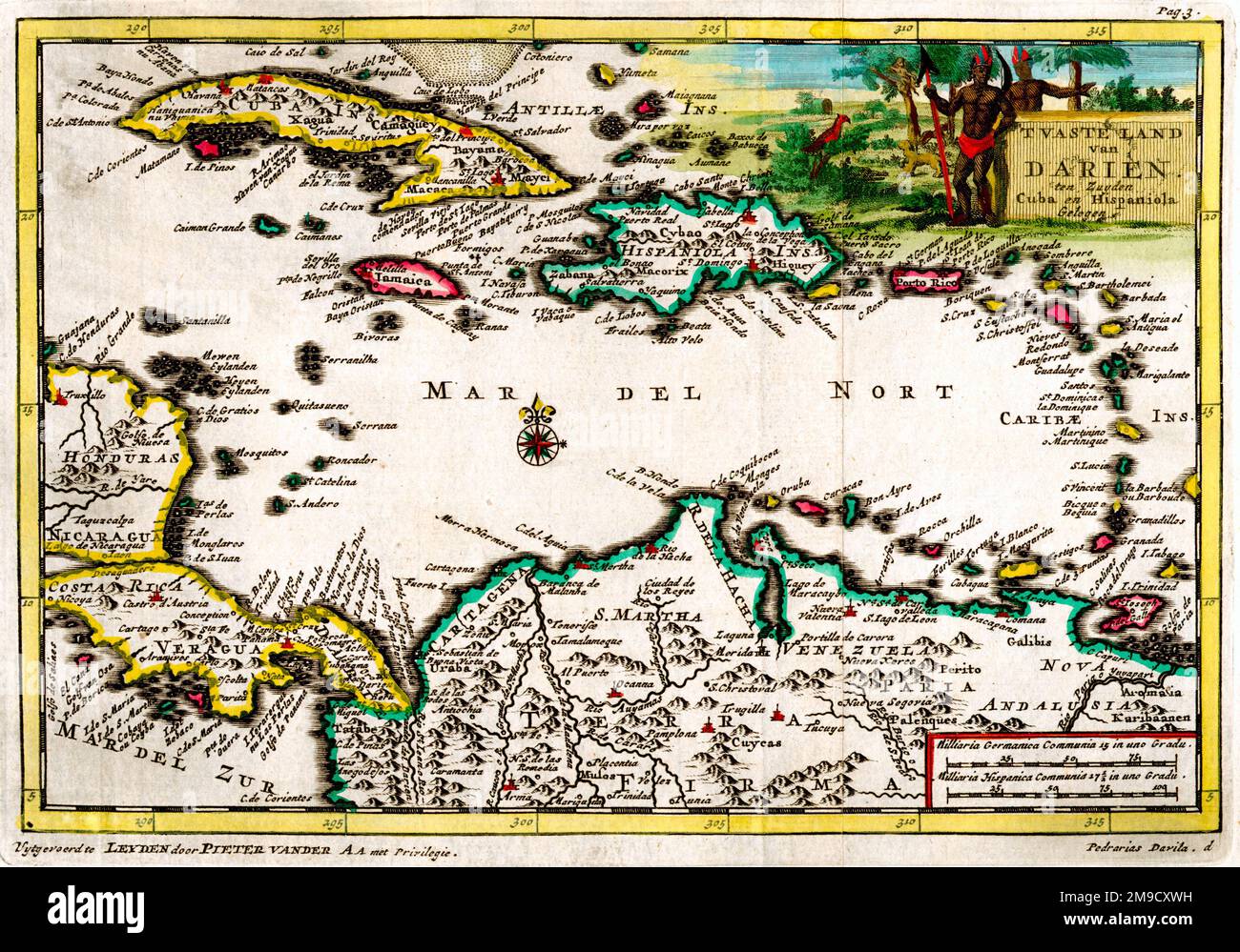 18th century Caribbean map of Cuba - Hispaniola - Darien Stock Photo ...