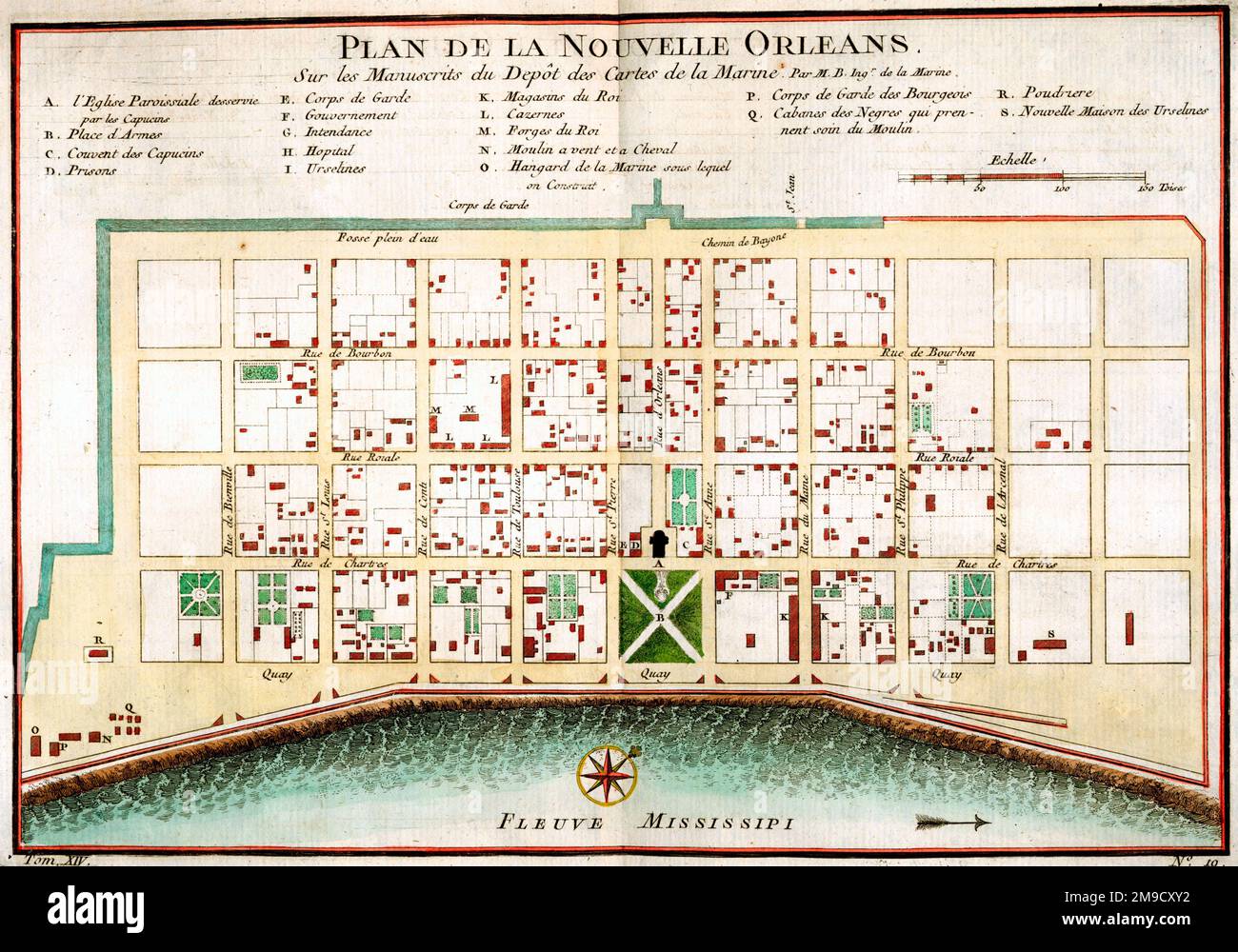 18th century street map of New Orleans, Louisiana Stock Photo - Alamy