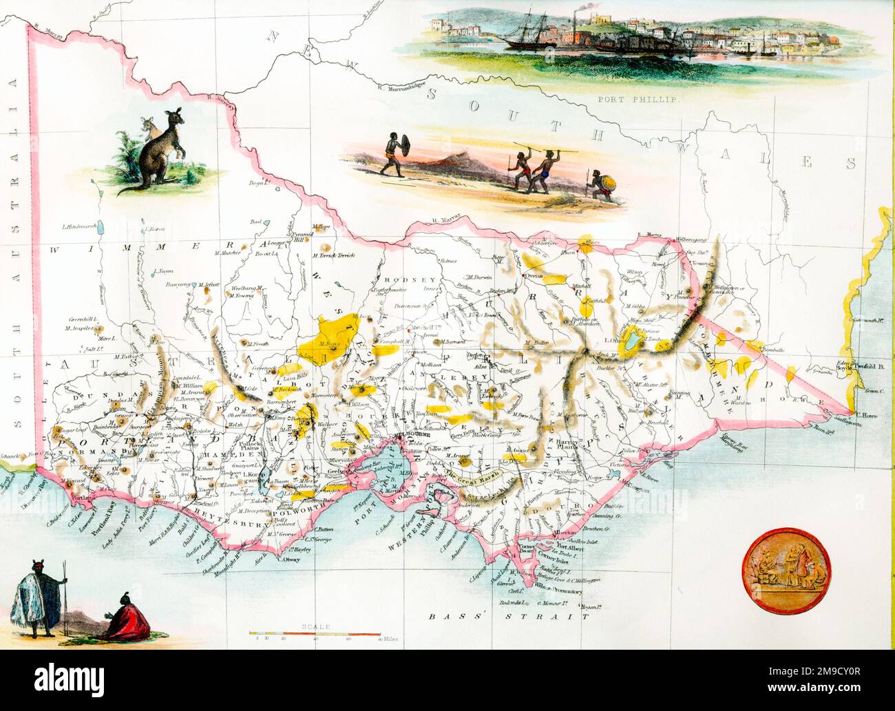 19th century Map of Port Phillip, Victoria, Australia (Gold Fields ...