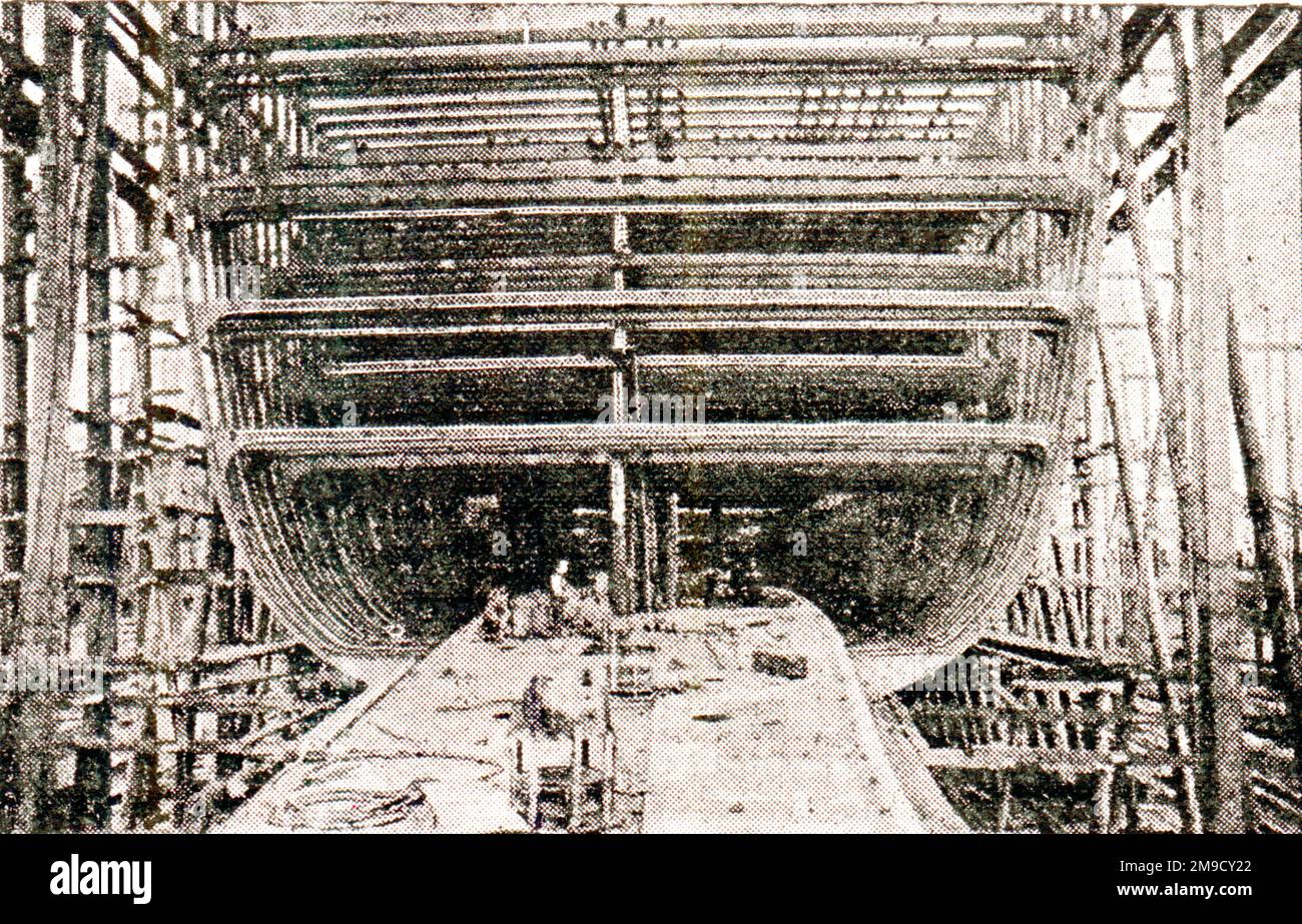 Shipbuilding - Longitudinal Section of RMS Caronia, Cunard Stock Photo ...
