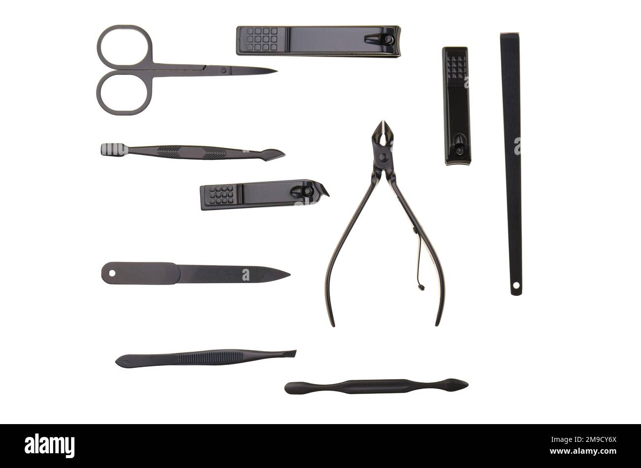 manicure set. Manicure accessories black color isolated on white ...
