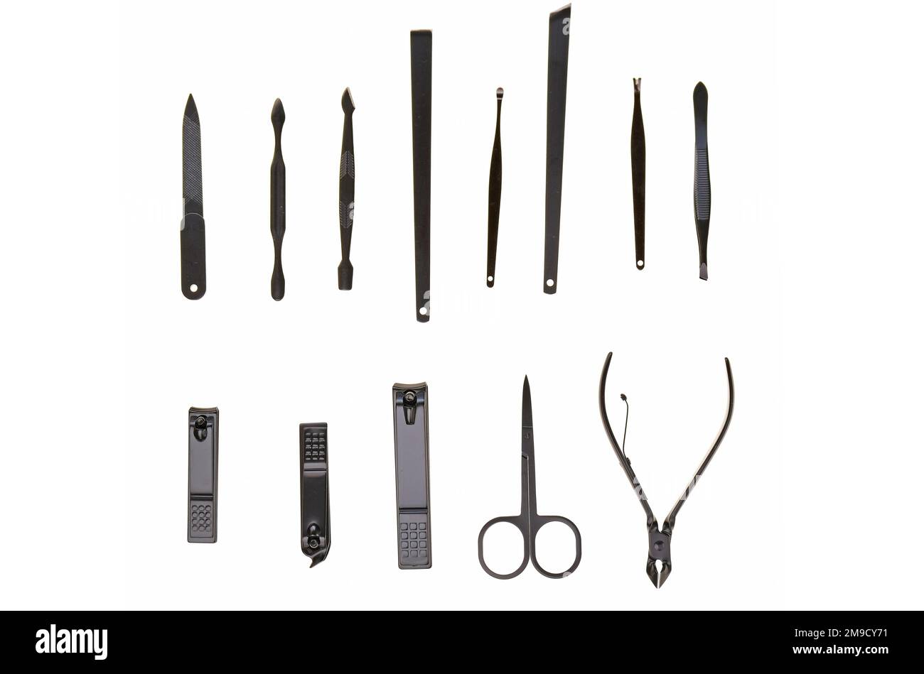 Manicure accessories black color set isolated on white background ...