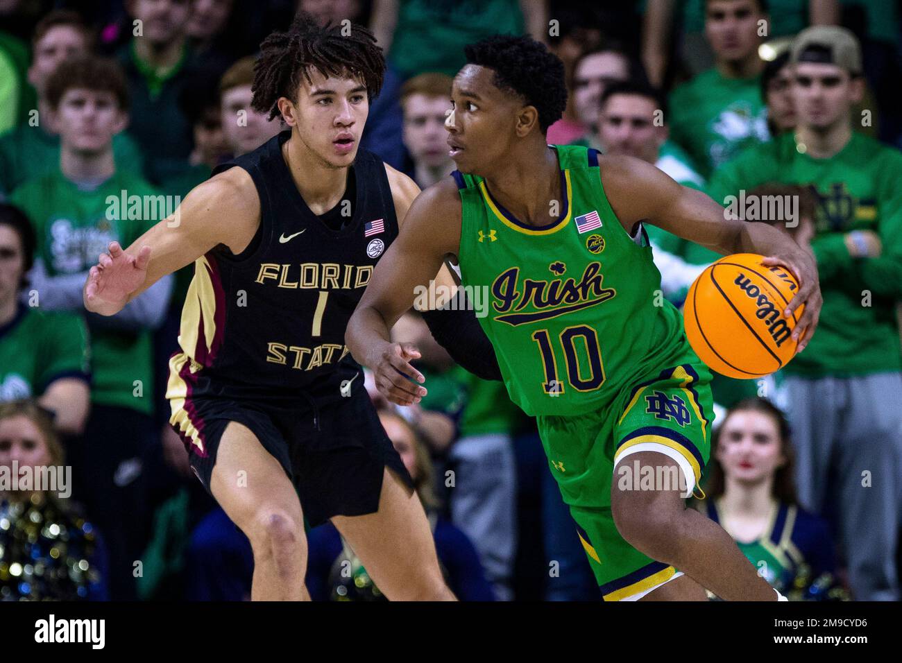 Notre Dame's Marcus Hammond (10) drives against Florida State's Jalen ...