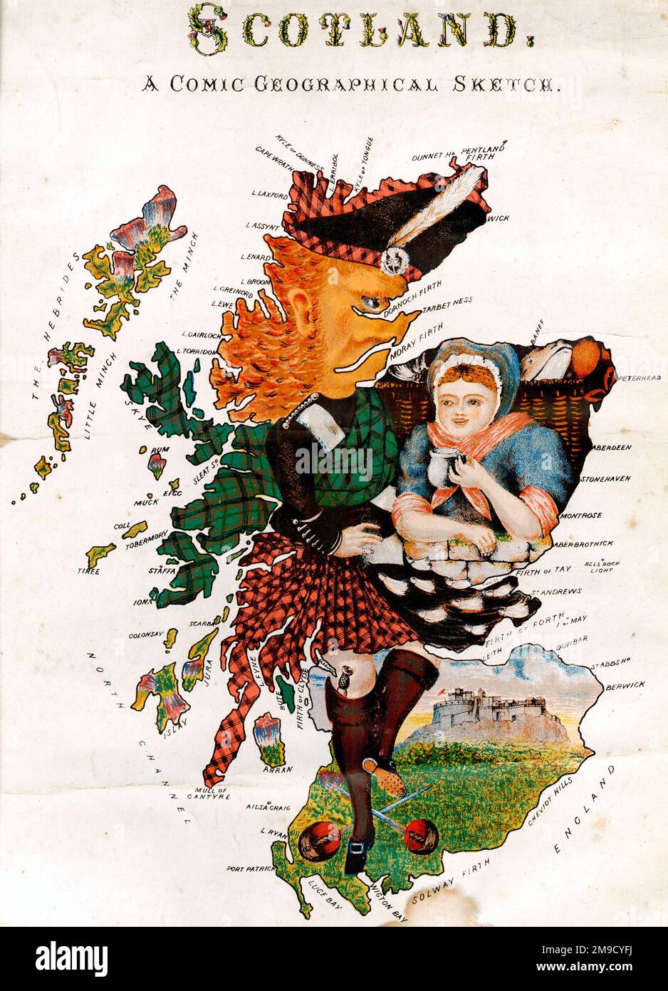 Comic Map Of Scotland Stock Photo - Alamy