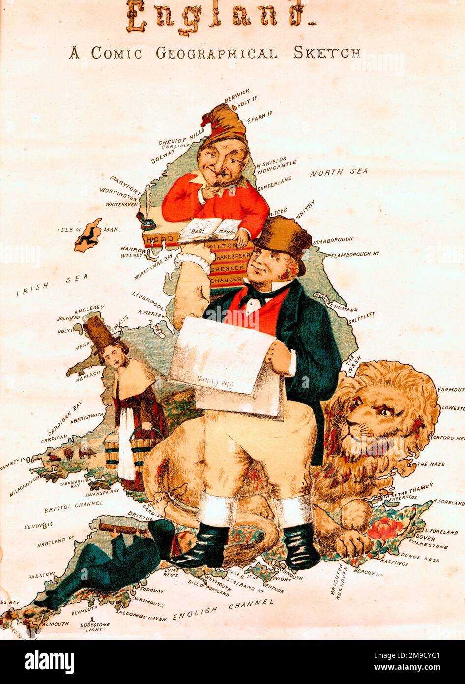 Comic Map Of England Stock Photo - Alamy