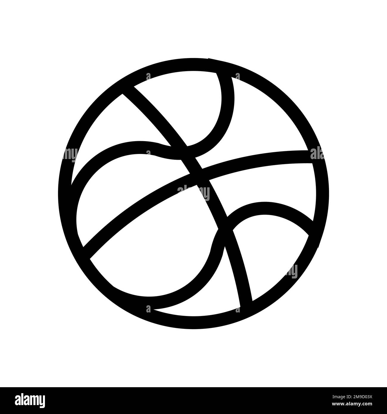 Basketball ball line icon isolated on white background. Black flat thin ...