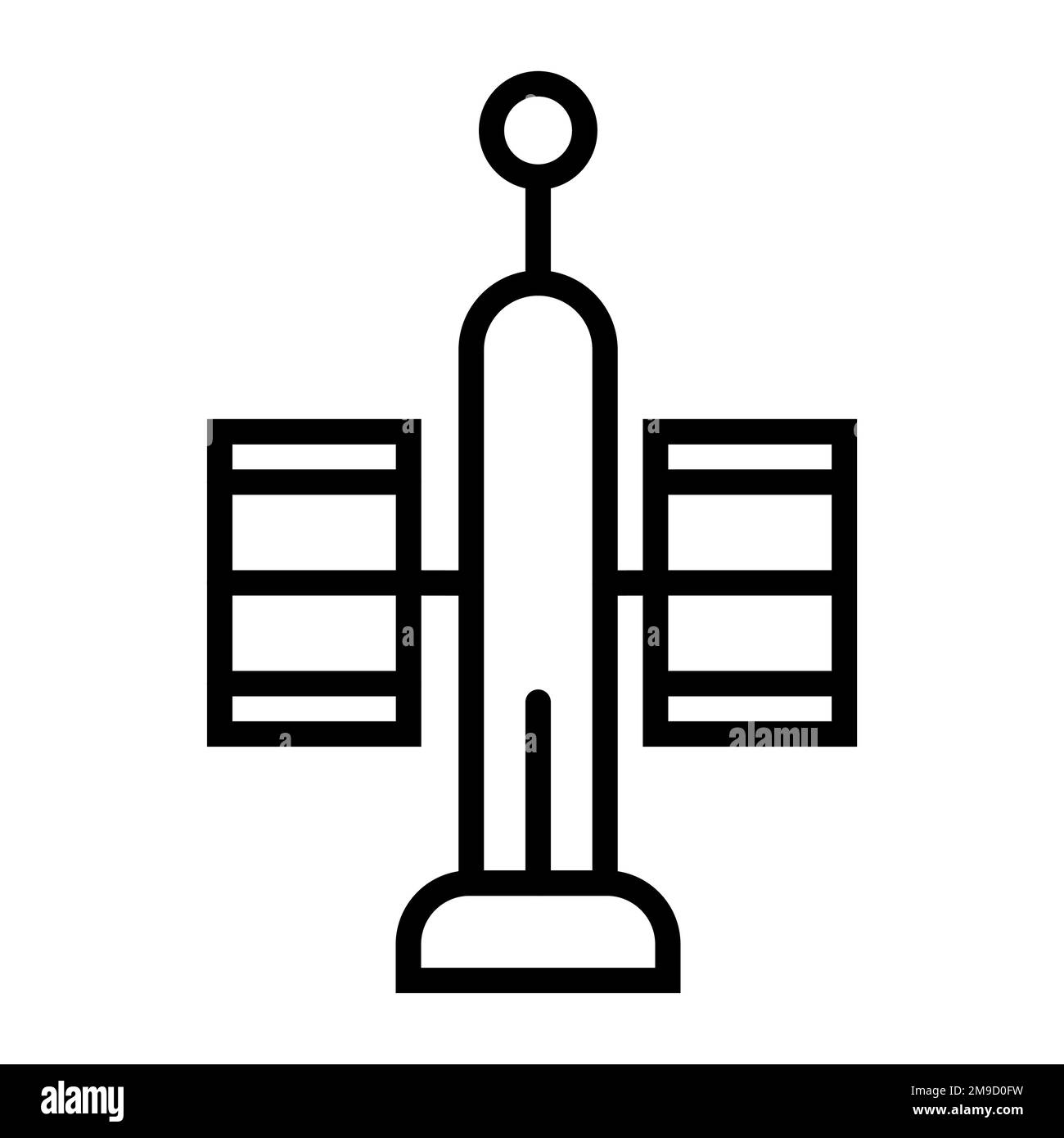 Commercial satellite line icon isolated on white background. Black flat thin icon on modern ...