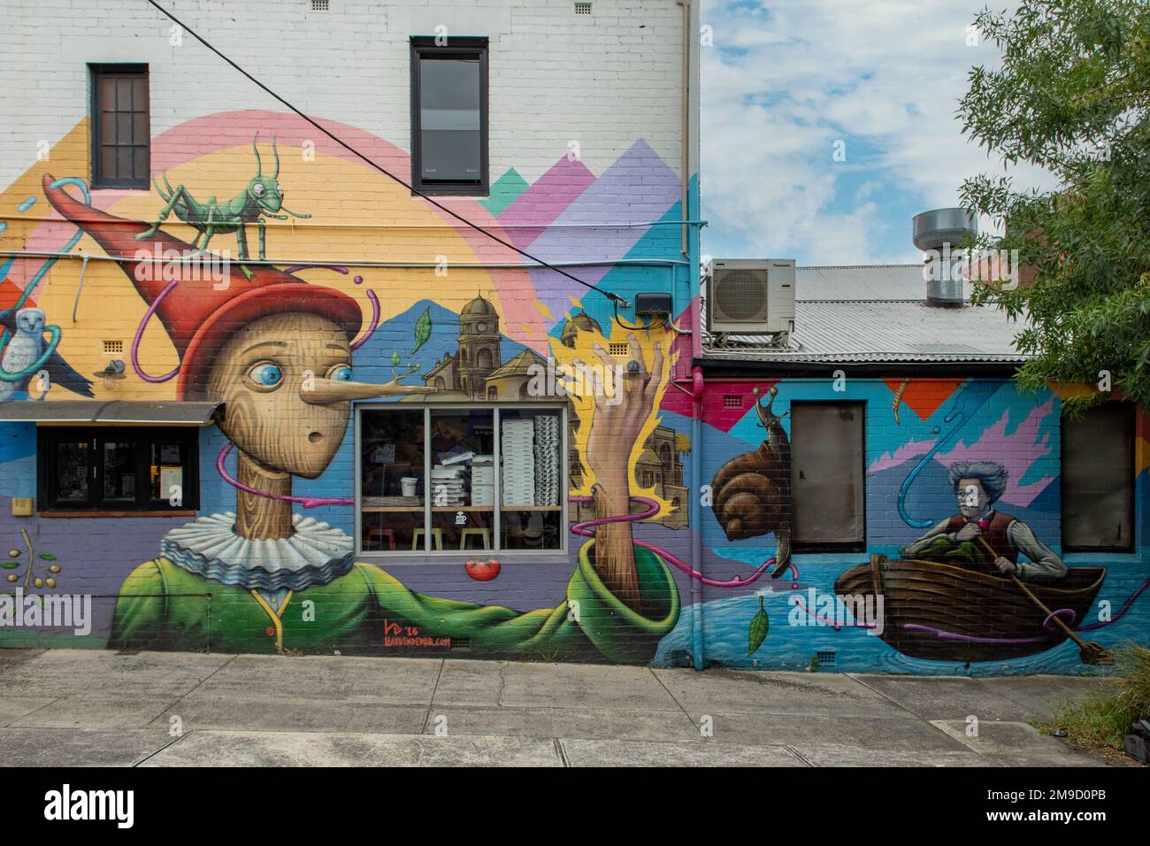 Pinocchio Street Art, Thornbury, Victoria, Australia Stock Photo - Alamy