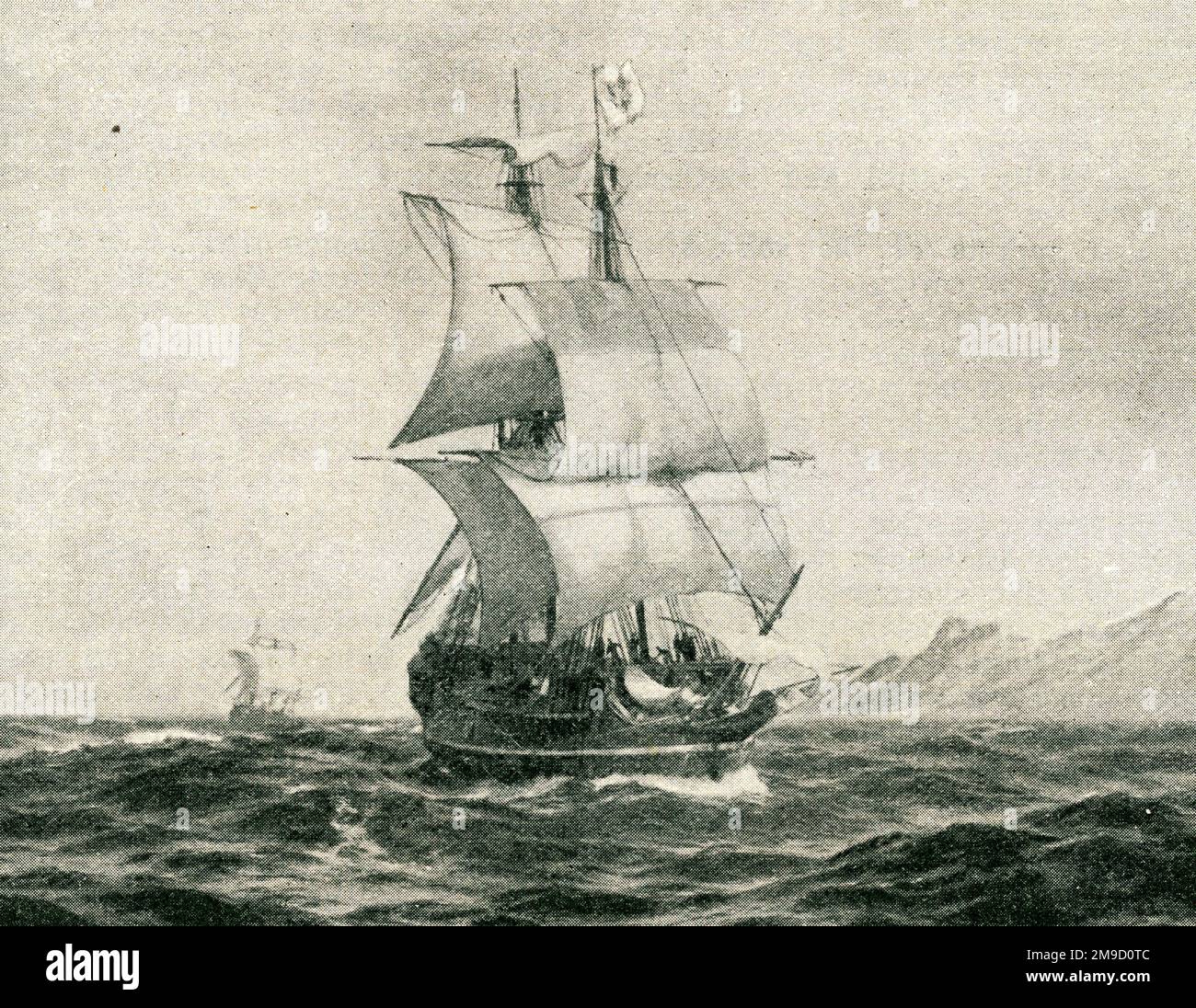 Magellans Ships In Magellan Straits Stock Photo - Alamy