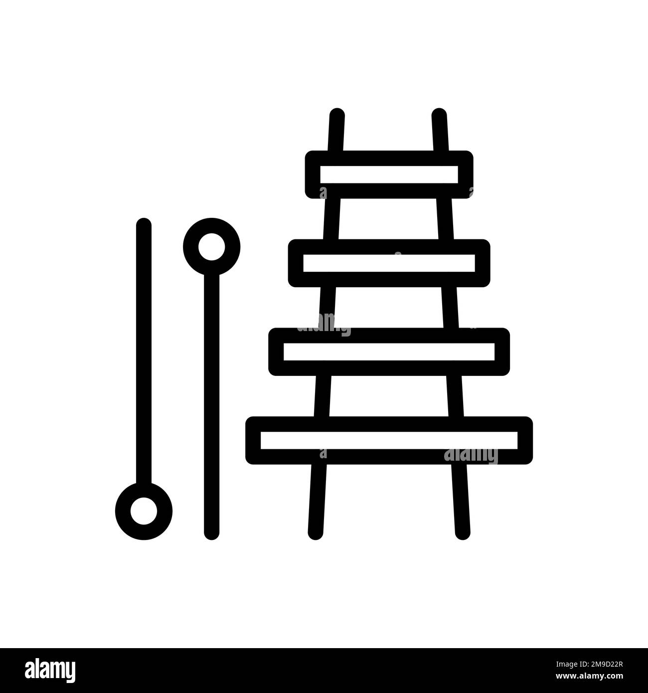 Xylophone line icon isolated on white background. Black flat thin icon ...