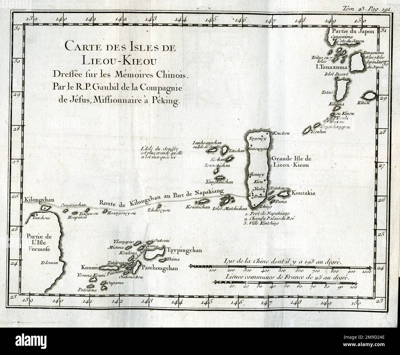 Jesuit Map - Lieon Kiem - Gaubil Ryukus Stock Photo - Alamy