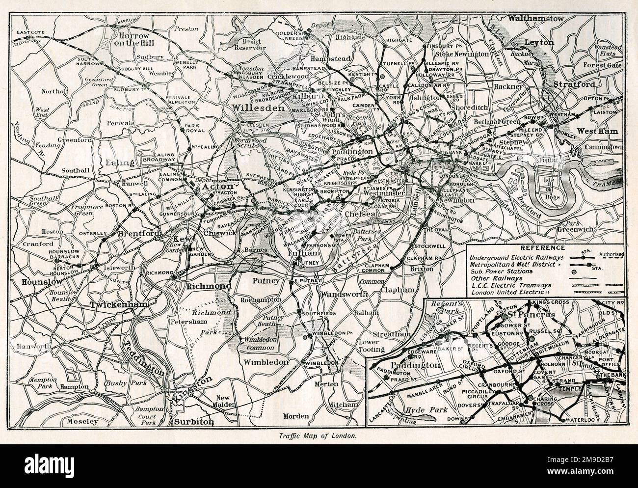 Map Of London - Traffic, Railways & Underground Stock Photo - Alamy