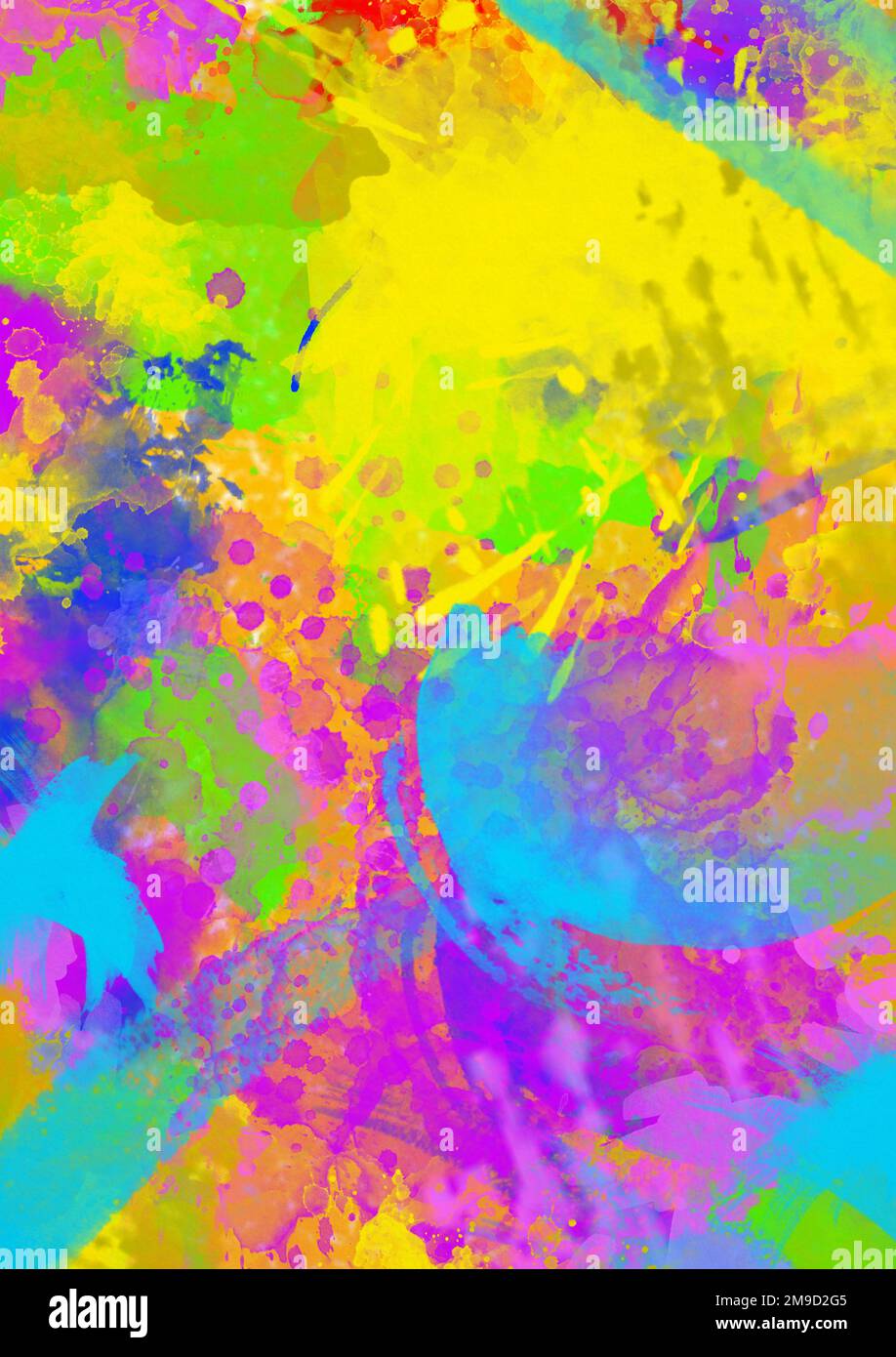 Watercolor, bright, stains and strokes acidic colorful background ...