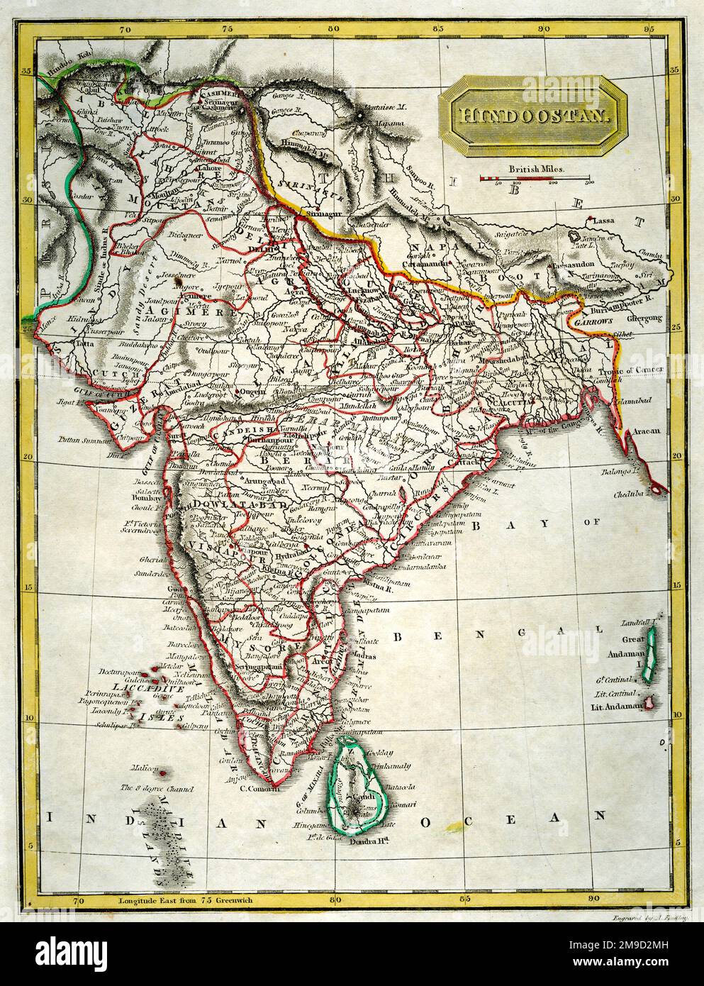 Hindoostan Map - India Stock Photo - Alamy