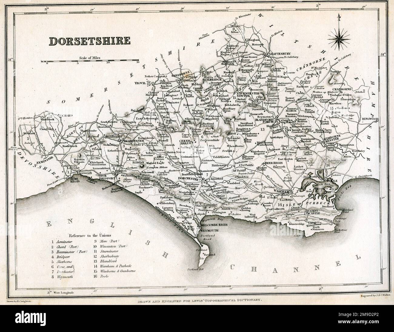 Map Of Dorsetshire Stock Photo - Alamy