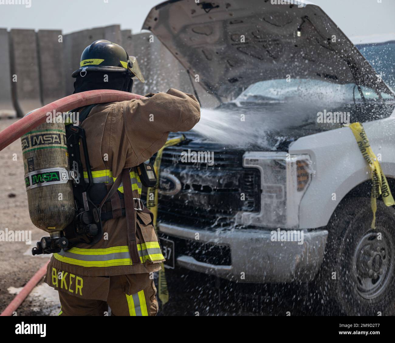 A U.S. Air Force fire protection specialist with the 776th ...