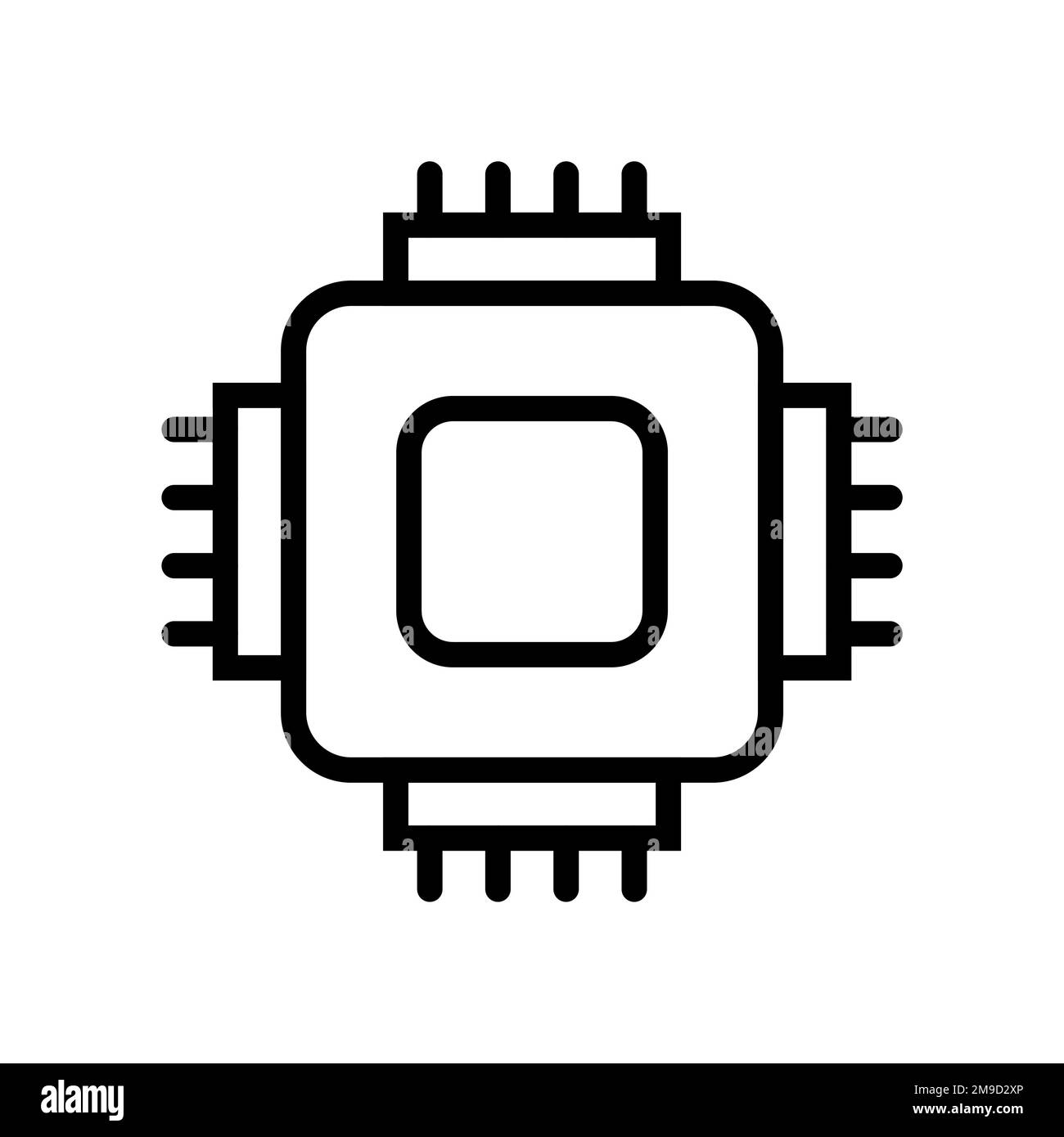 Processor line icon isolated on white background. Black flat thin icon on modern outline style ...