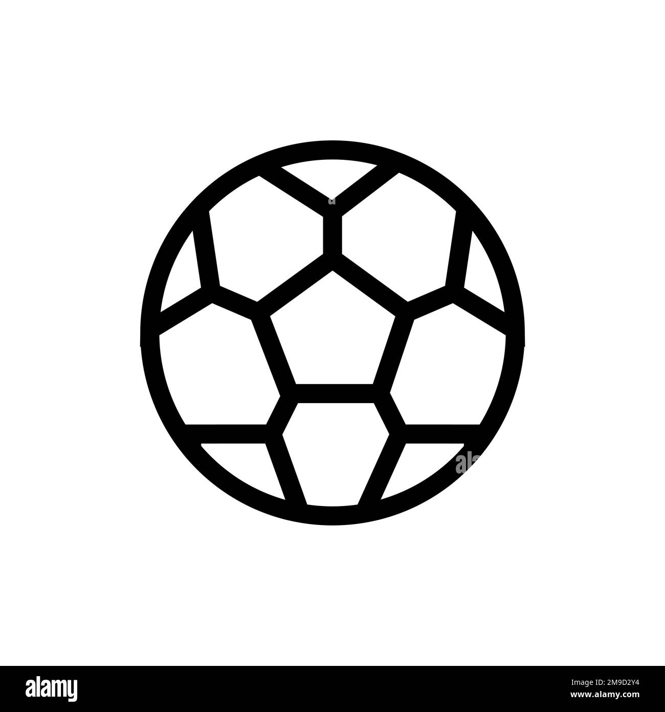 Soccer ball line icon isolated on white background. Black flat thin ...
