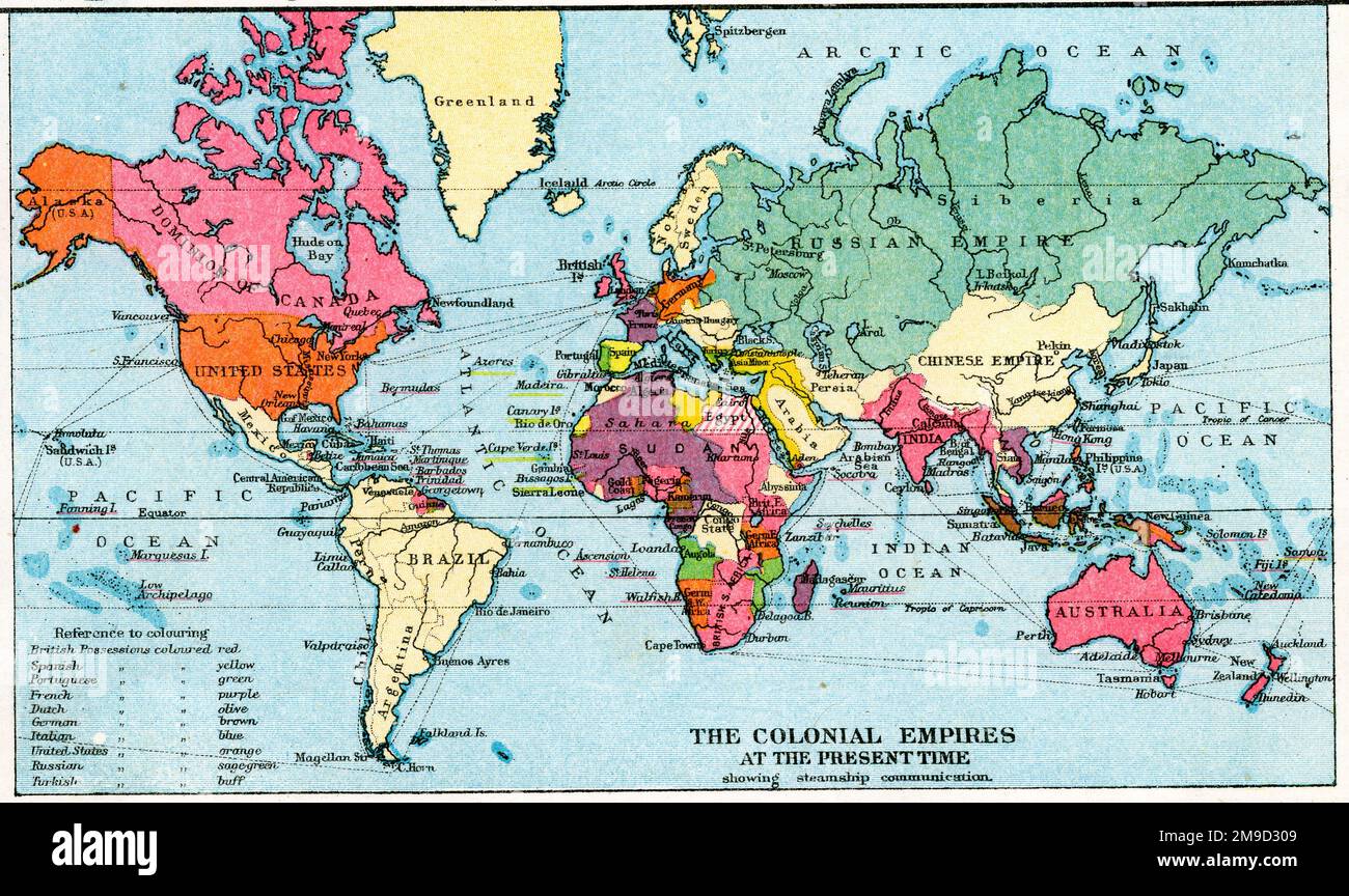 The Colonial Empire About 1900 Showing Steamship Communication Stock ...