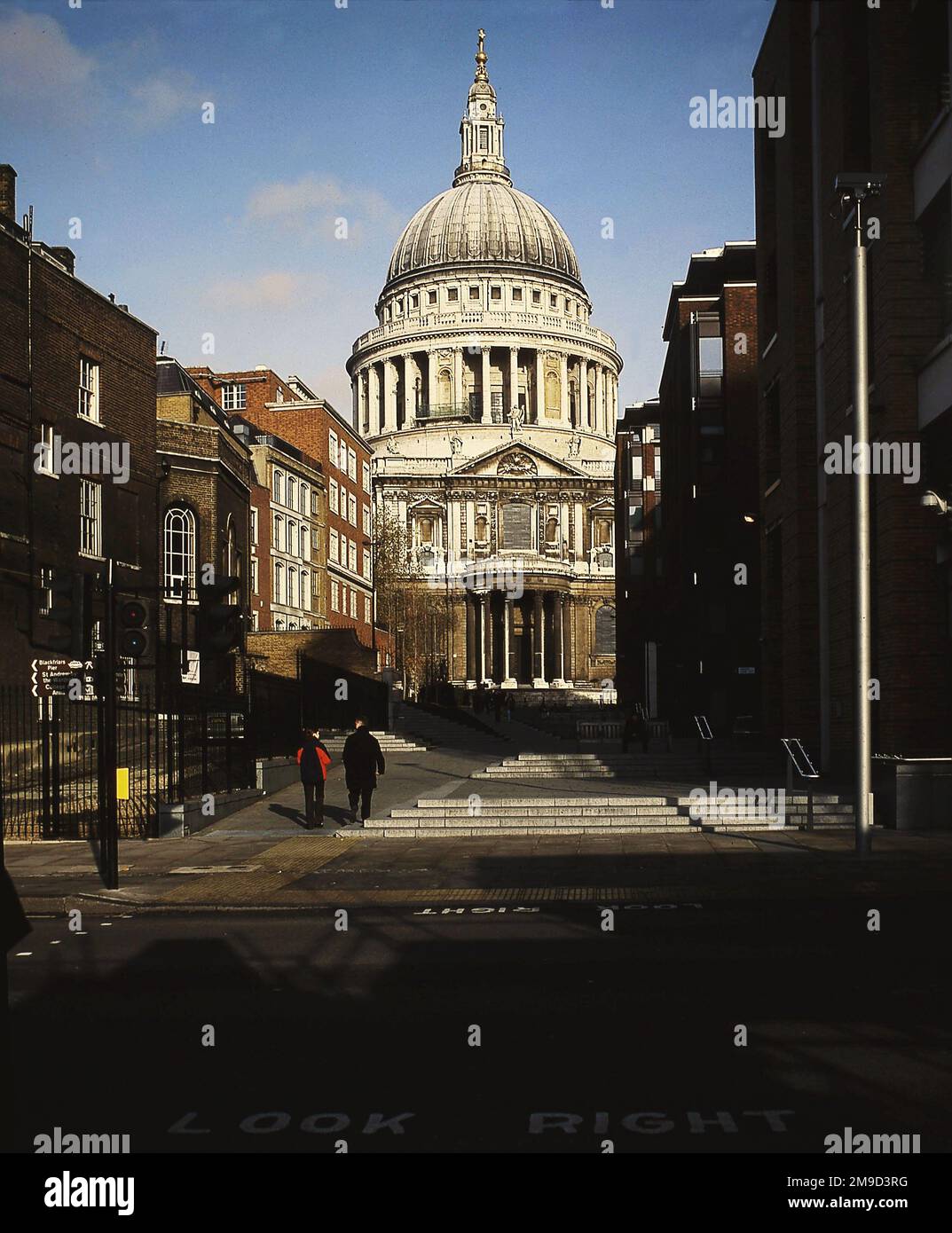 St Paul's Cathedral, seen from Peters Hill, Millennium Bridge approach ...