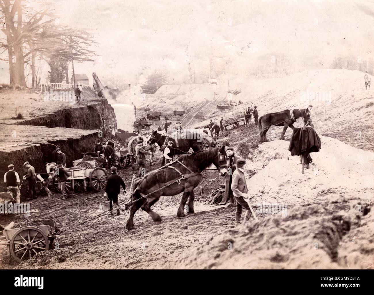 Brooklands Track Construction, Brooklands - Work on Weybridge Bend 1906 ... Brooklands Track Construction, Brooklands - Work on Weybridge Bend 1906 ...