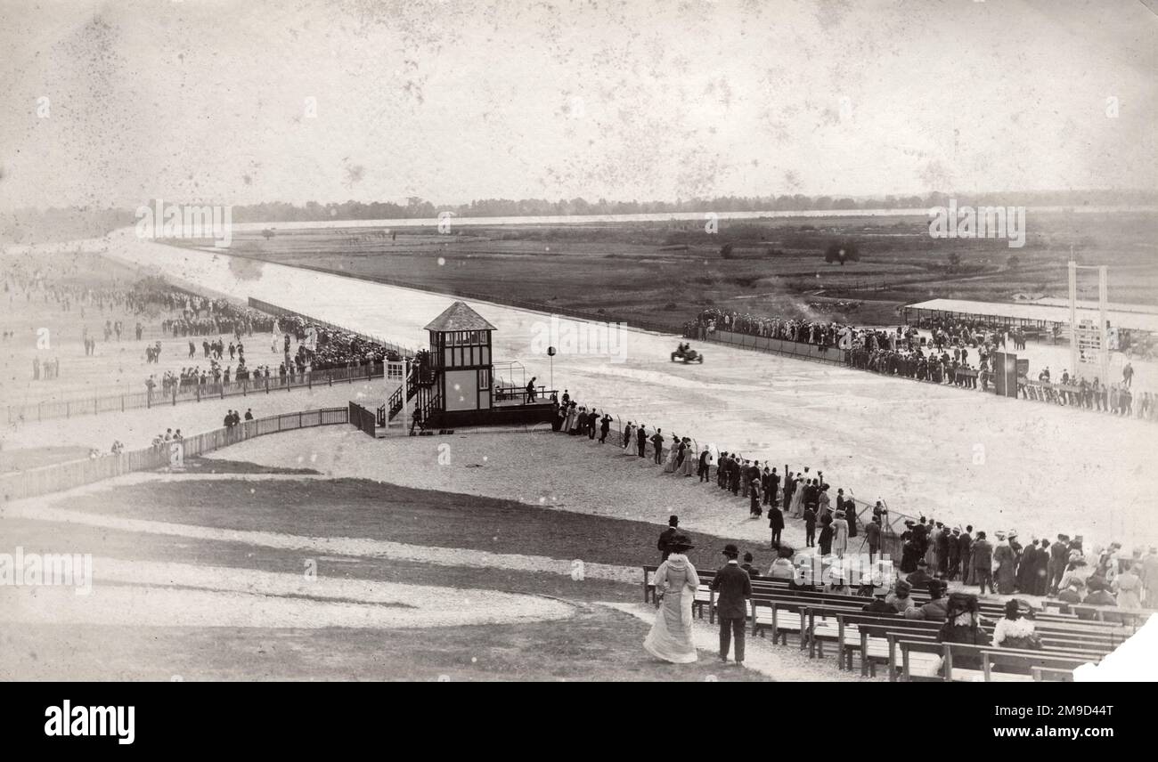 View of winning post from members enclosure during Race - Brooklands ...