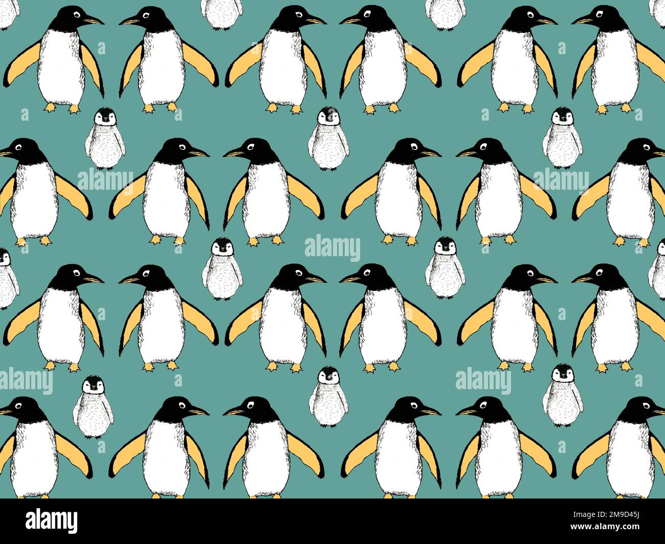Pattern featuring a family of penguins Stock Photo - Alamy
