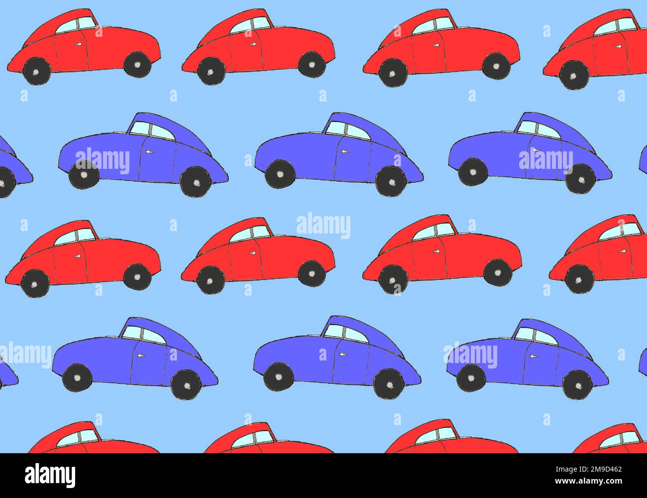 Red and blue cars repeating pattern Stock Photo - Alamy