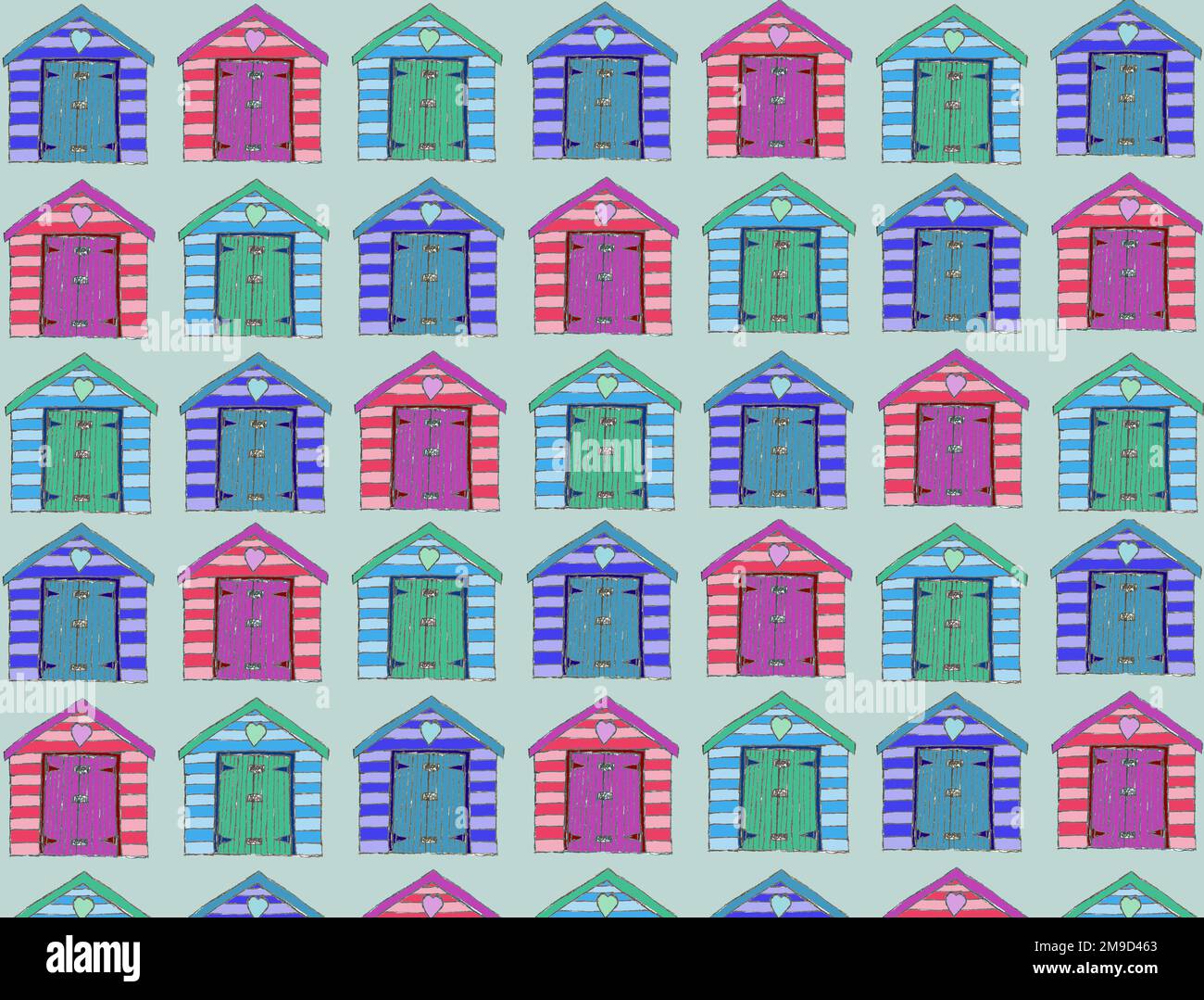 Colourful beach huts repeating pattern Stock Photo - Alamy