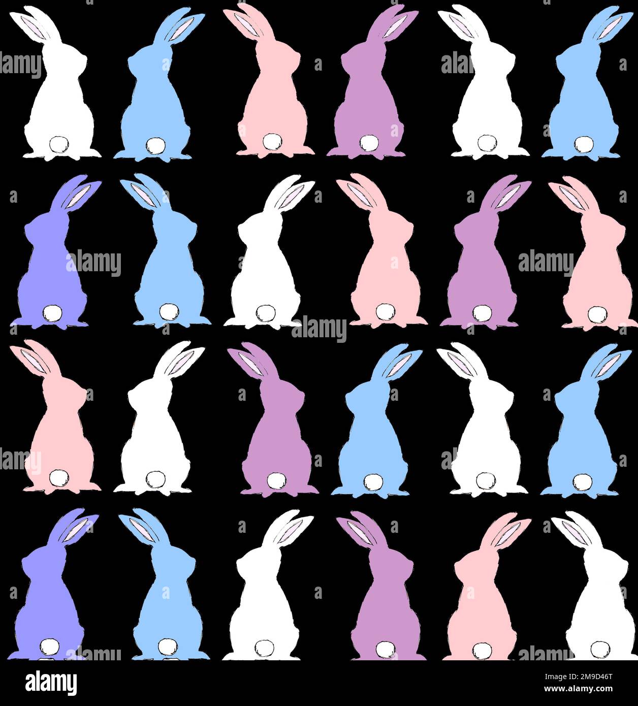 Colourful bunny rabbits repeat pattern Stock Photo - Alamy