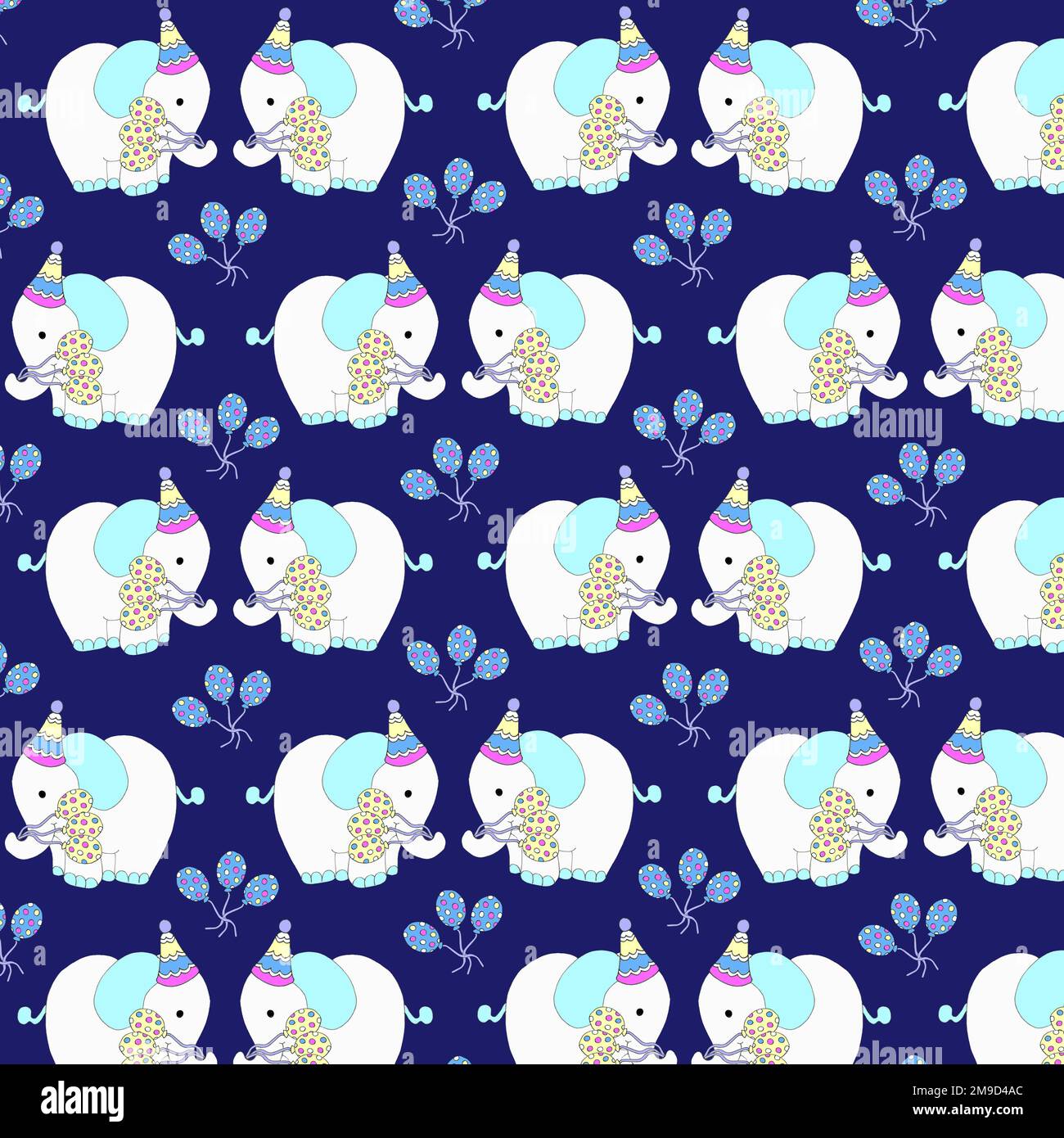 Party elephants repeating pattern Stock Photo - Alamy