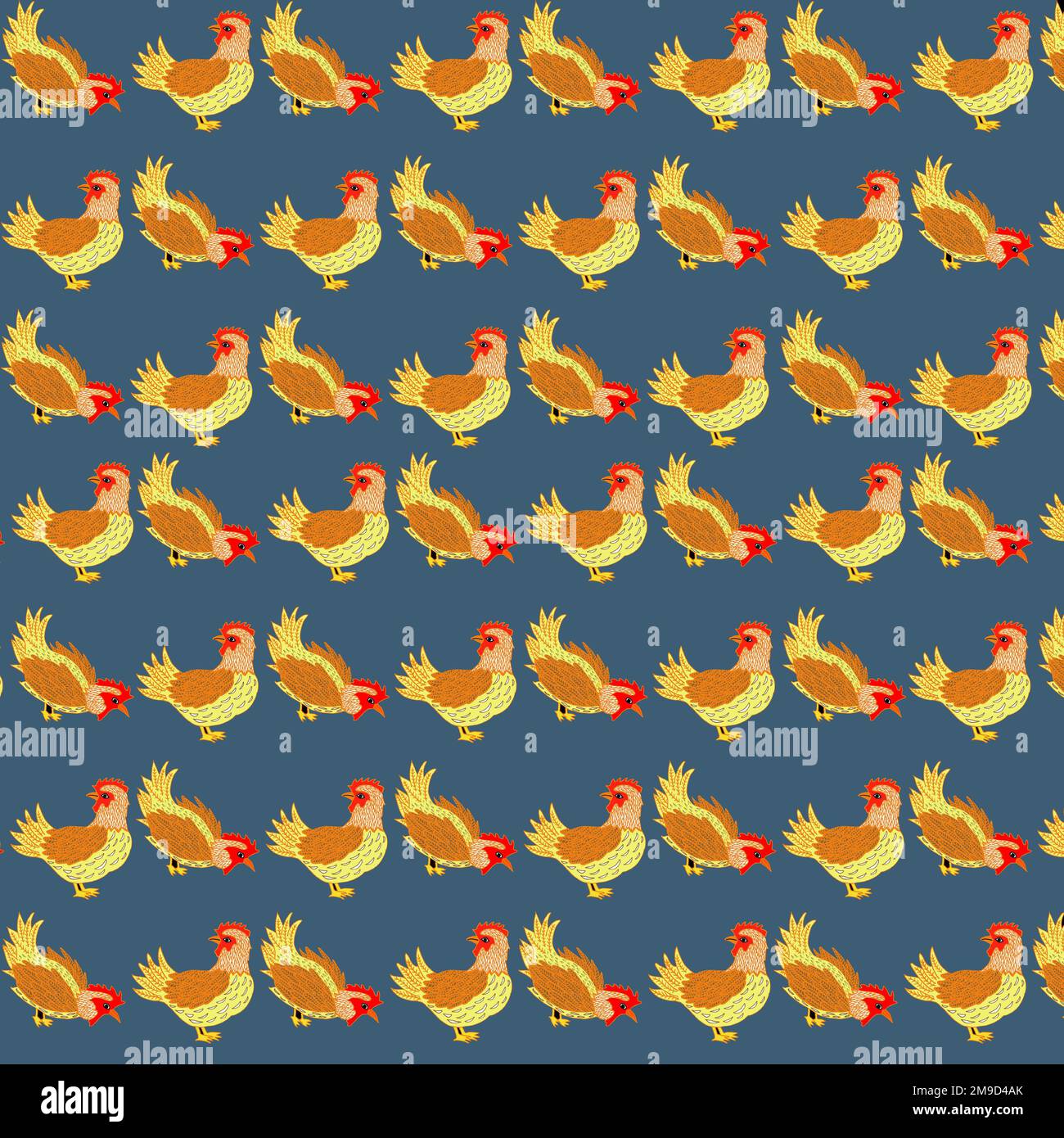 Hen repeating pattern Stock Photo - Alamy