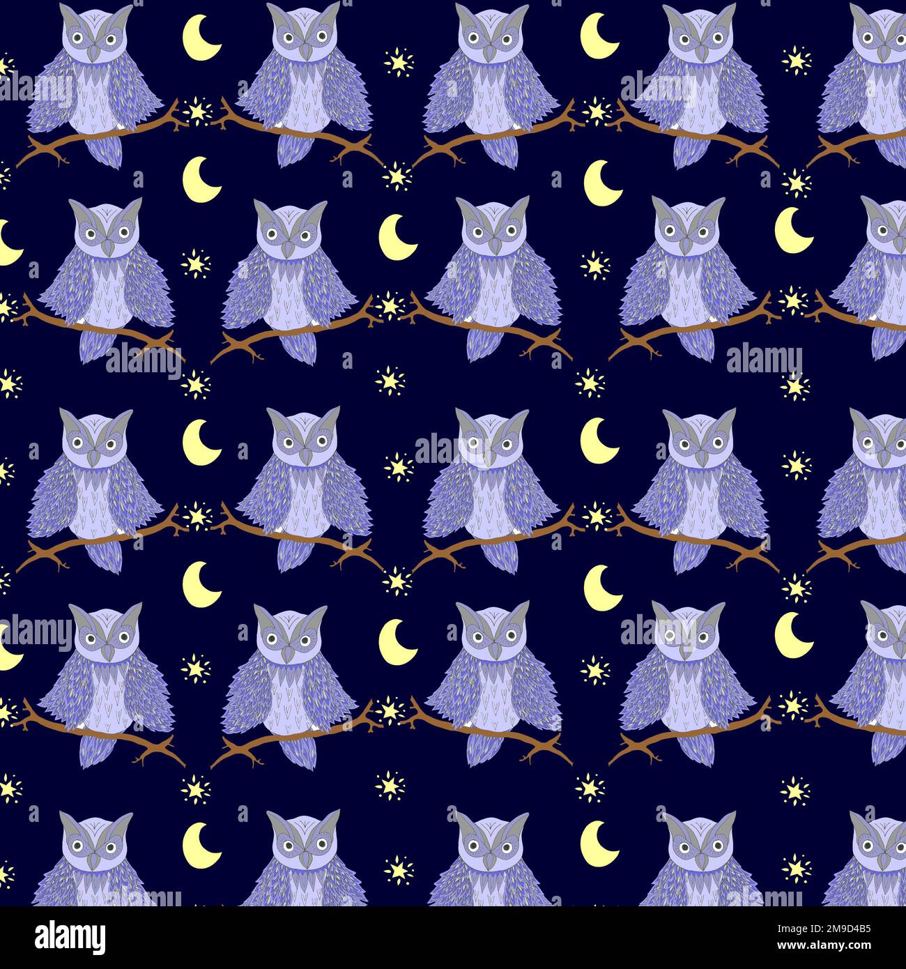 Night owl repeating pattern Stock Photo - Alamy