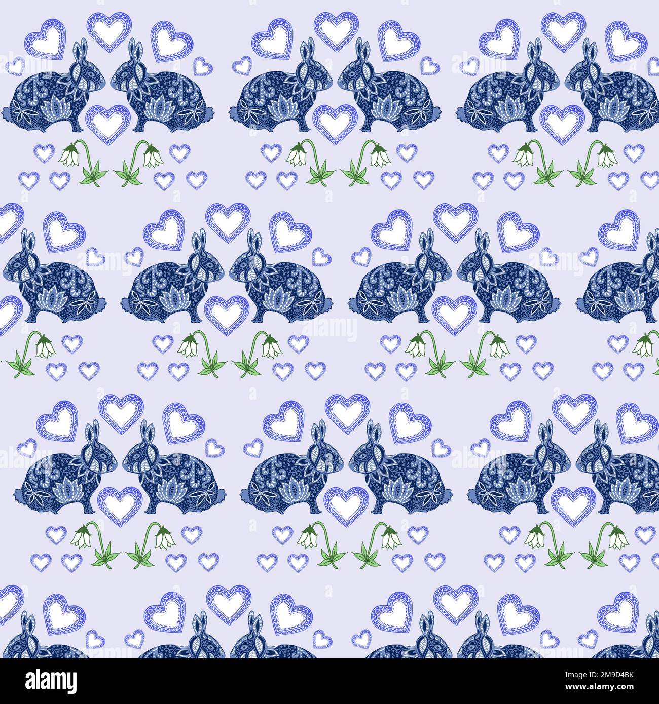 Decorative rabbits repeating pattern Stock Photo - Alamy