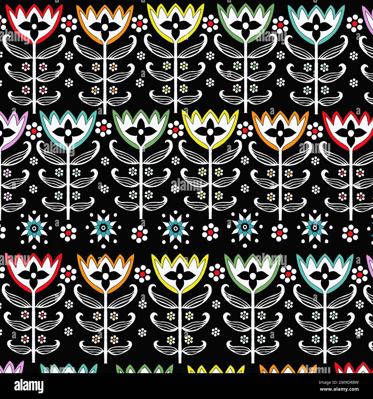 Scandinavian floral pattern Stock Photo - Alamy