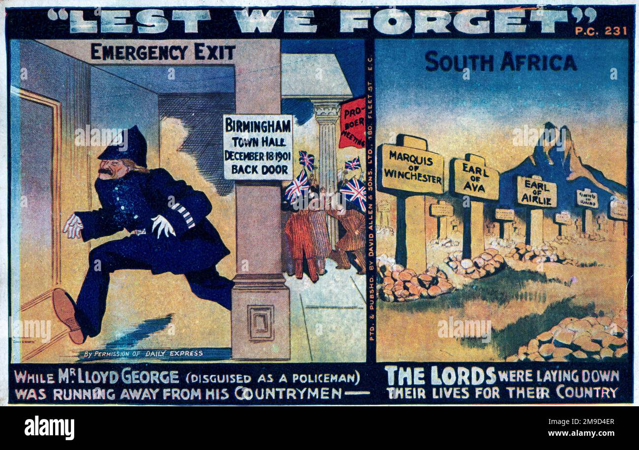 The cartoon titled 'Lest We Forget' shows Lloyd George disguised as a ...