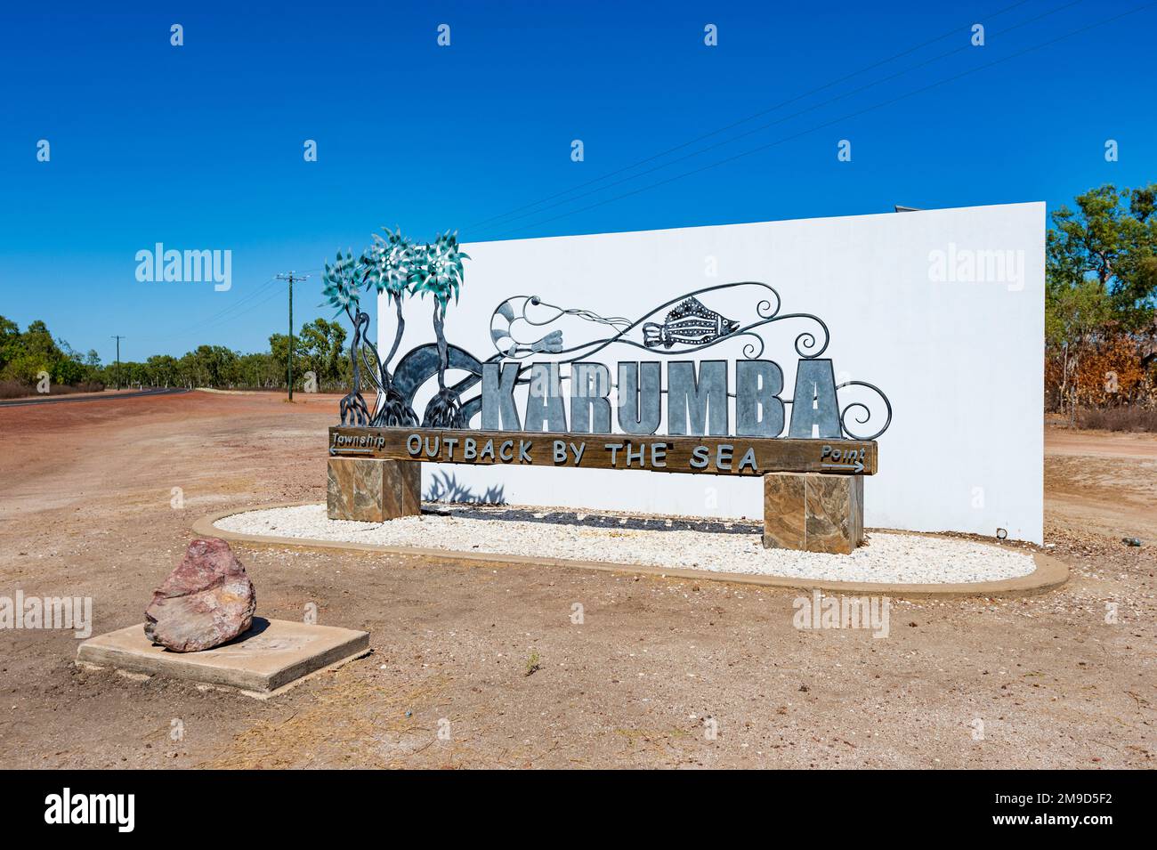 Name sign for the small town of Karumba, Outback by the Sea, Gulf of ...