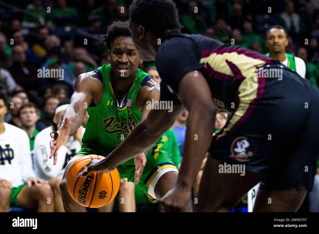 Notre Dame's Trey Wertz (3) and Florida State's Chandler Jackson, right ...
