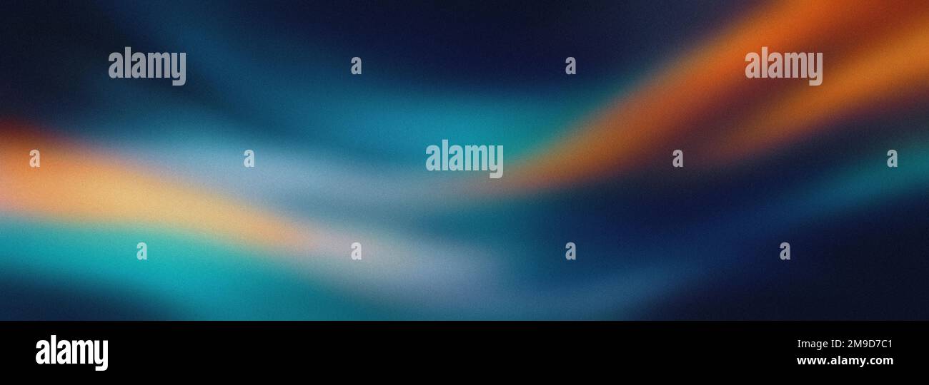 Dark blue orange grainy gradient background, blurry color flow with ...