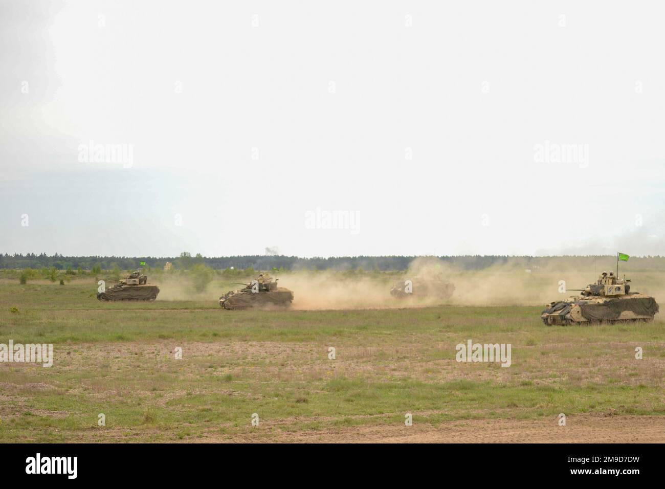 U.S. Army M2A3 Bradley Fighting Vehicles assigned to the 4th Squadron ...