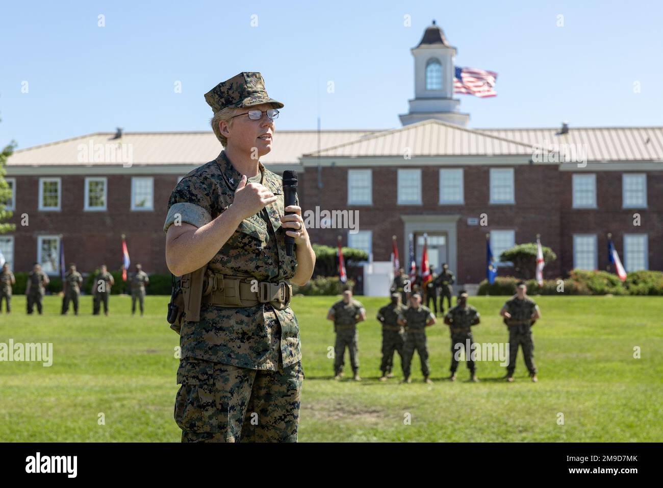 U.S. Marine Corps Col. Karin R. Fitzgerald, incoming commanding officer ...