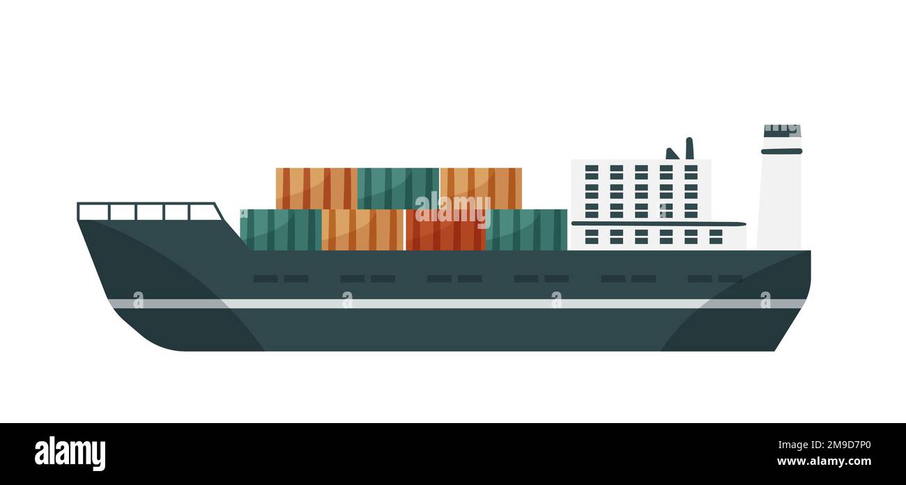 Container ship transportation. Delivery goods service, international ...