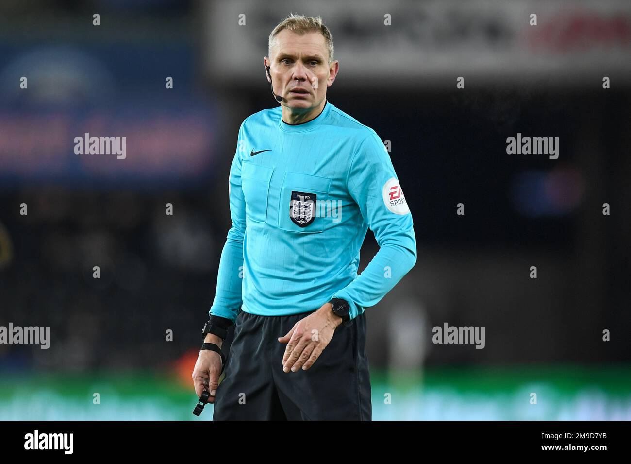 referee , Graham Scott, during the Emirates FA Cup Third Round Replay ...